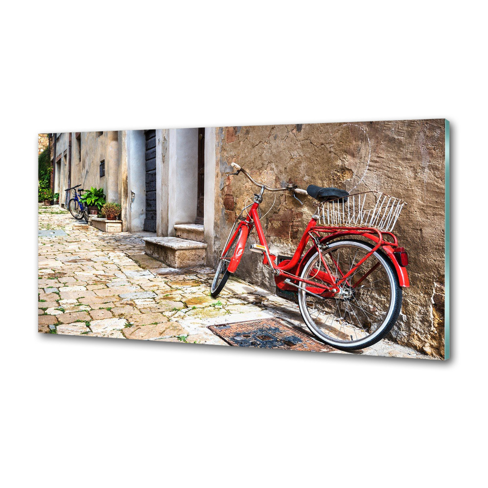 Piros bicikli - Hátfal panel konyhai - WallMuralia.hu